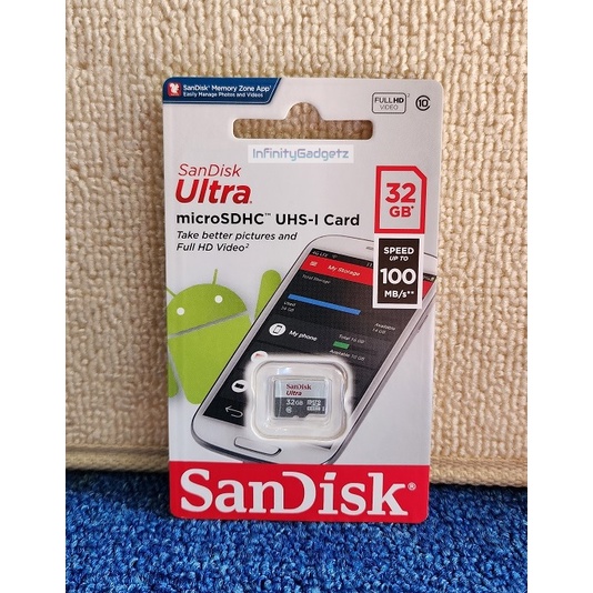 Sandisk Ultra 32GB Micro SD Class 10 100MB/s sdsqunr-032g | Shopee Philippines