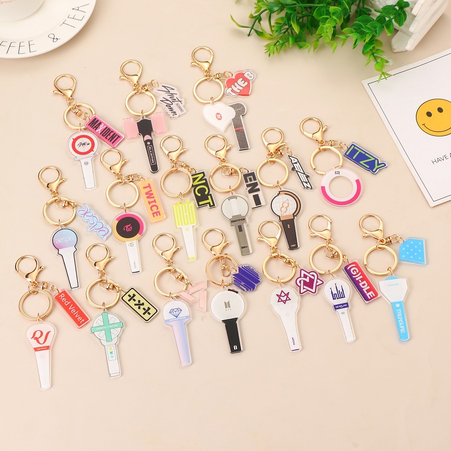 KPOP new acrylic light stick keychain pendant BANGTAN BOYS LISA JENNIE ...
