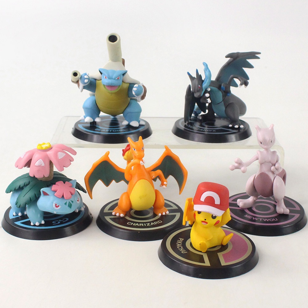 6Pcs/Set Anime Pokemon Pikachu Charizard Venusaur Blastoise Mewtwo ...
