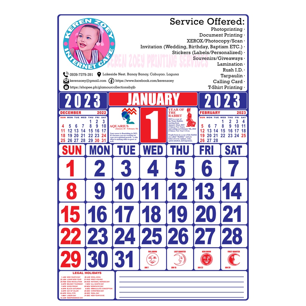 CALENDAR 2023 COMMERCIAL, LONG SIZE | Shopee Philippines