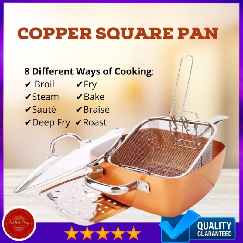 WXD Migas Square Copper Pan 4 Pieces Cookware Set Non-stick Frying Pan ...