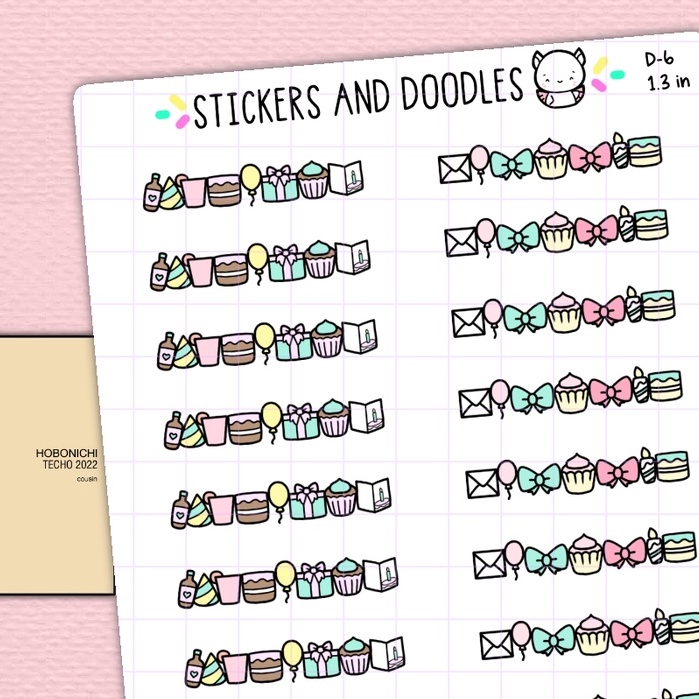 D6 - A5 Rainbow wishes Border Design for Hobonichi columns Planner ...