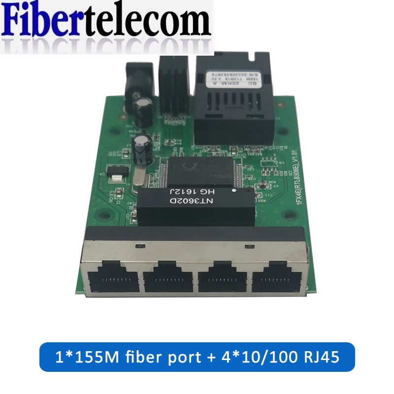 Ethernet Switch Optical Fiber Optic Converter 4 Rj45 1 Sc Port 10 100m