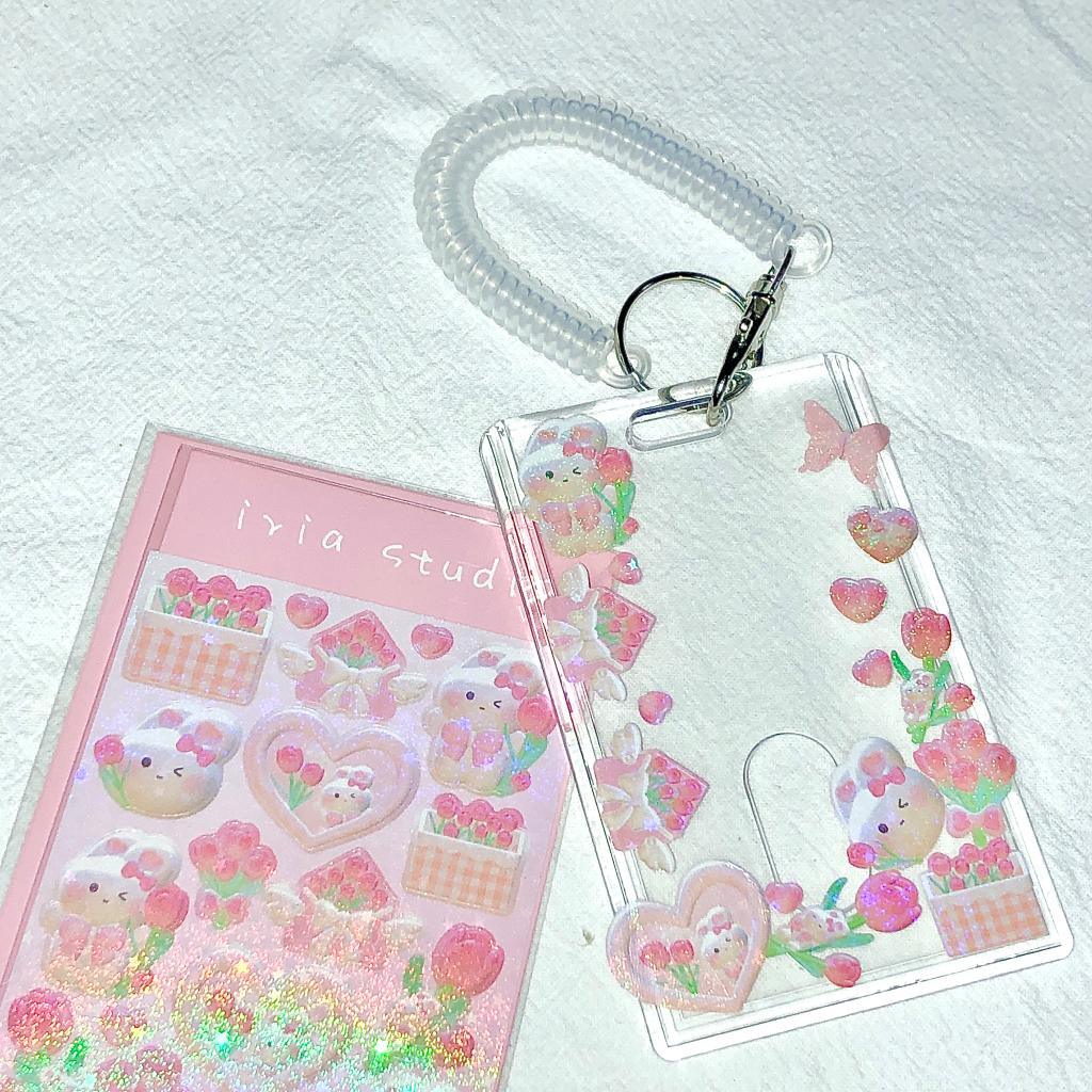 Steve Cute Transparent Acrylic Photocard Holder Keychain DIY Decorative ...