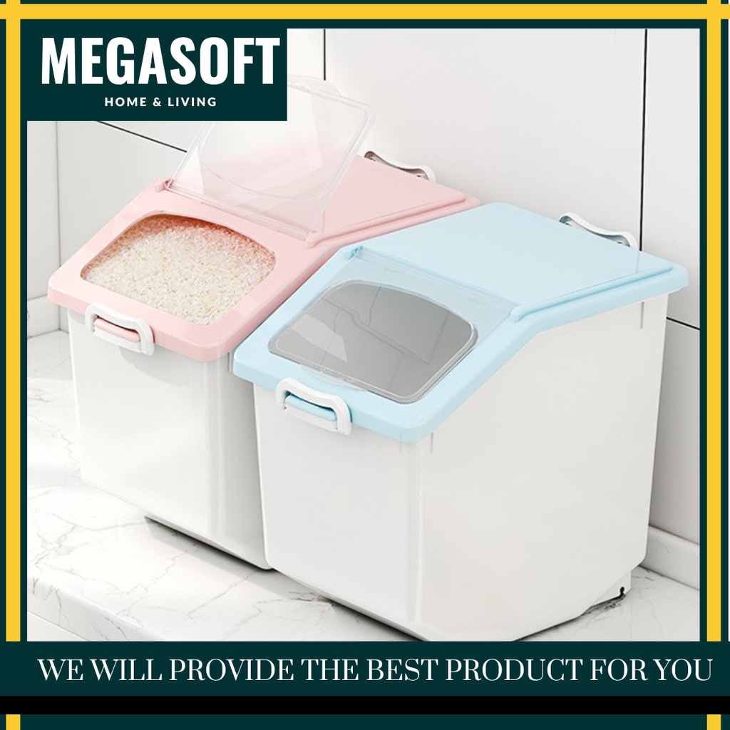 10KG Simple Plastic Kitchen Rice Box Sealed Control Moisture Storage ...