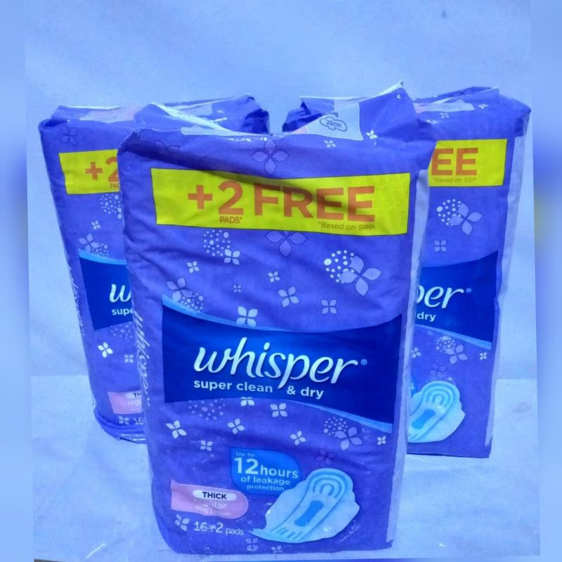 WHISPER SUPER CLEAN &DRY 16+2 Pads | Shopee Philippines