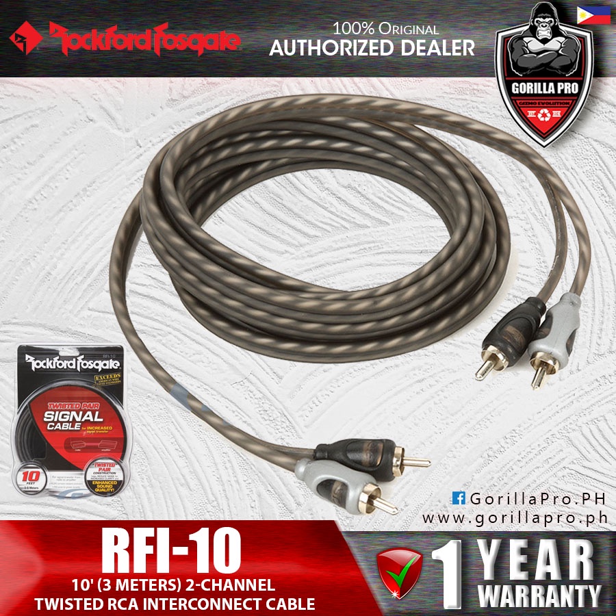 Rockford Fosgate RFI-10 10' (3 meters) 2-Channel Twisted RCA ...