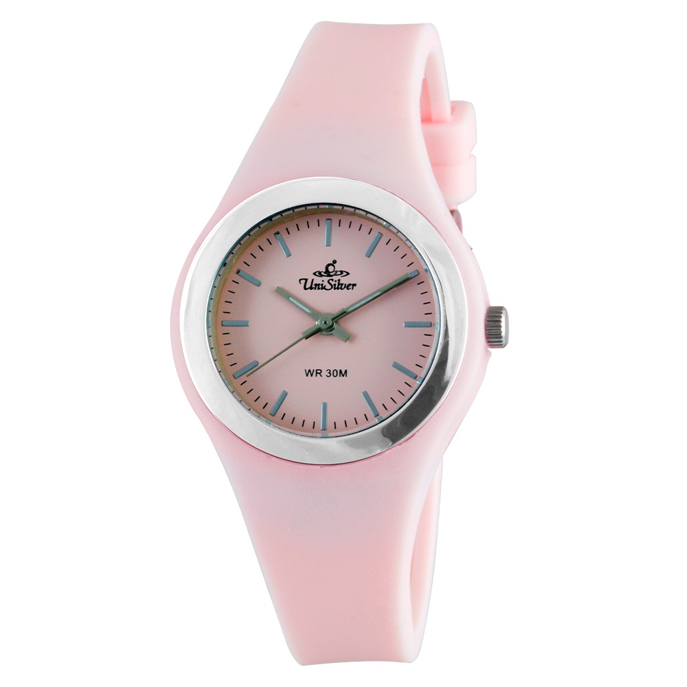UniSilver TIME CHROMA RUSH Women's Small Analog Silver/Pink Rubber ...