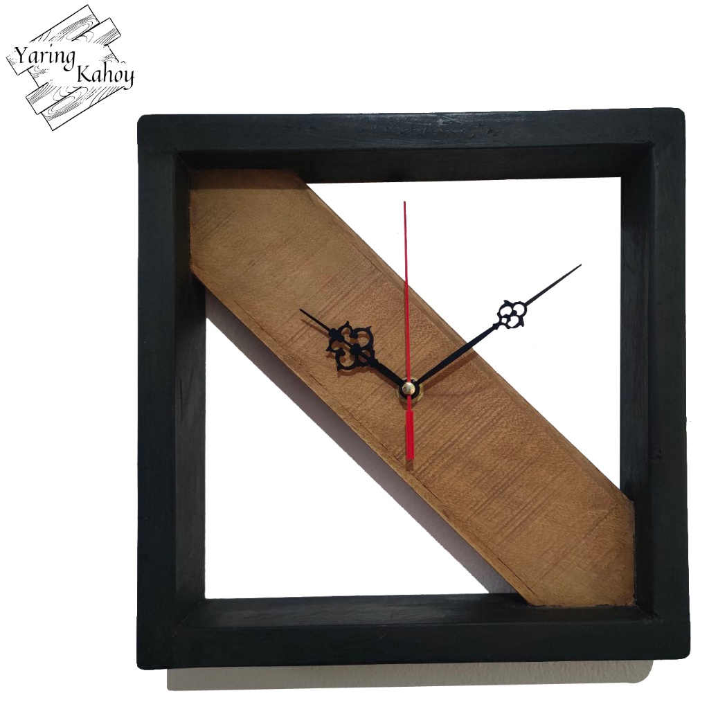 SQUARE CLOCK WHOLE DIAGONAL wall clock analog display wood furniture ...