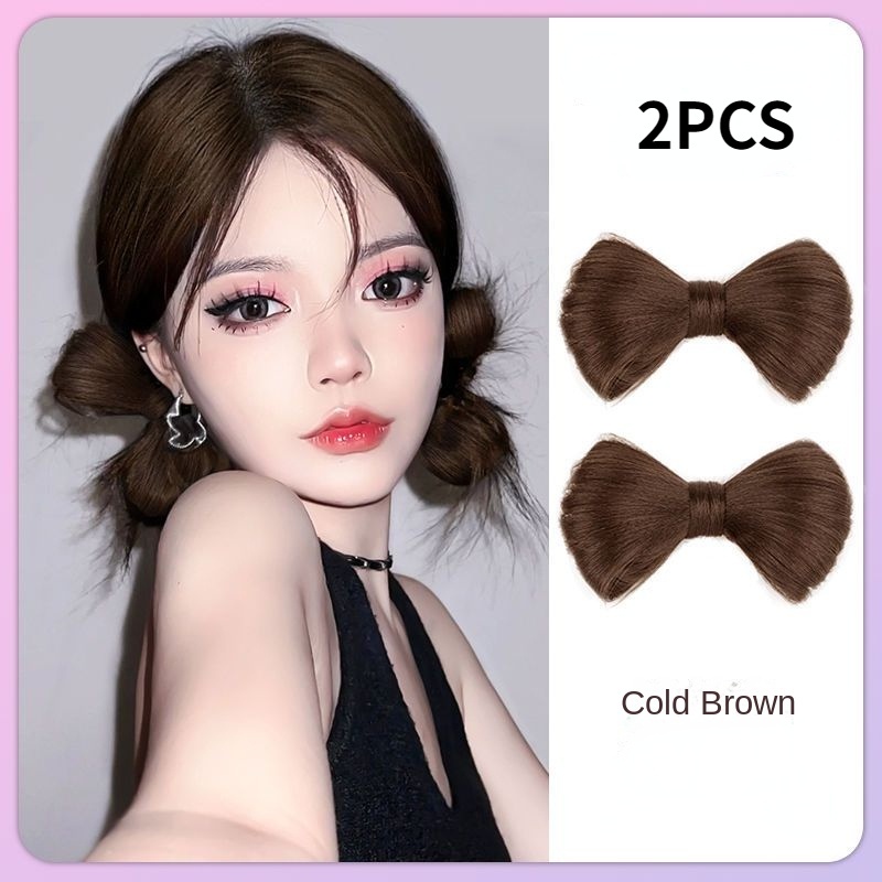2PCS/set Women's Wig Hair Loop Lovely Fluffy Bowknot Girl's Ball Head ...