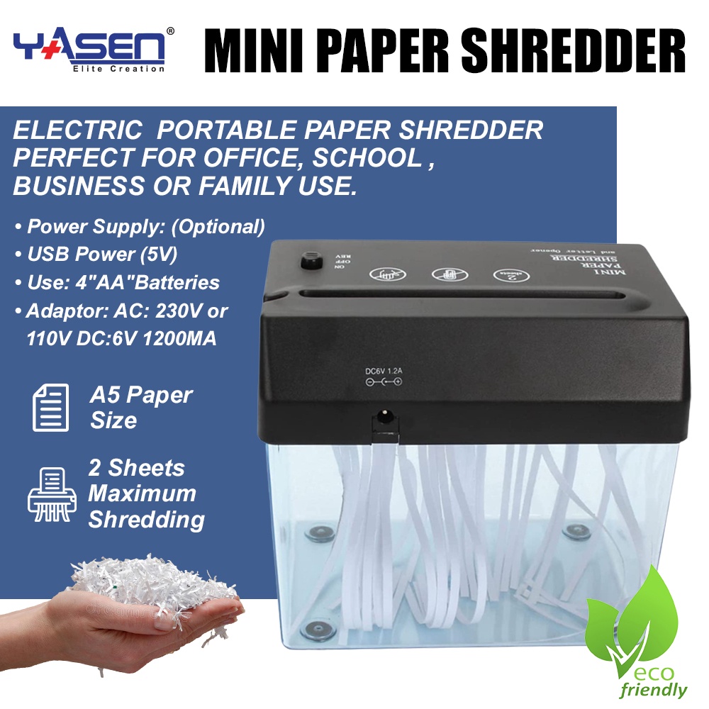 Mini Electric Shredder Portable Paper Shredder Documents Paper Cutting ...