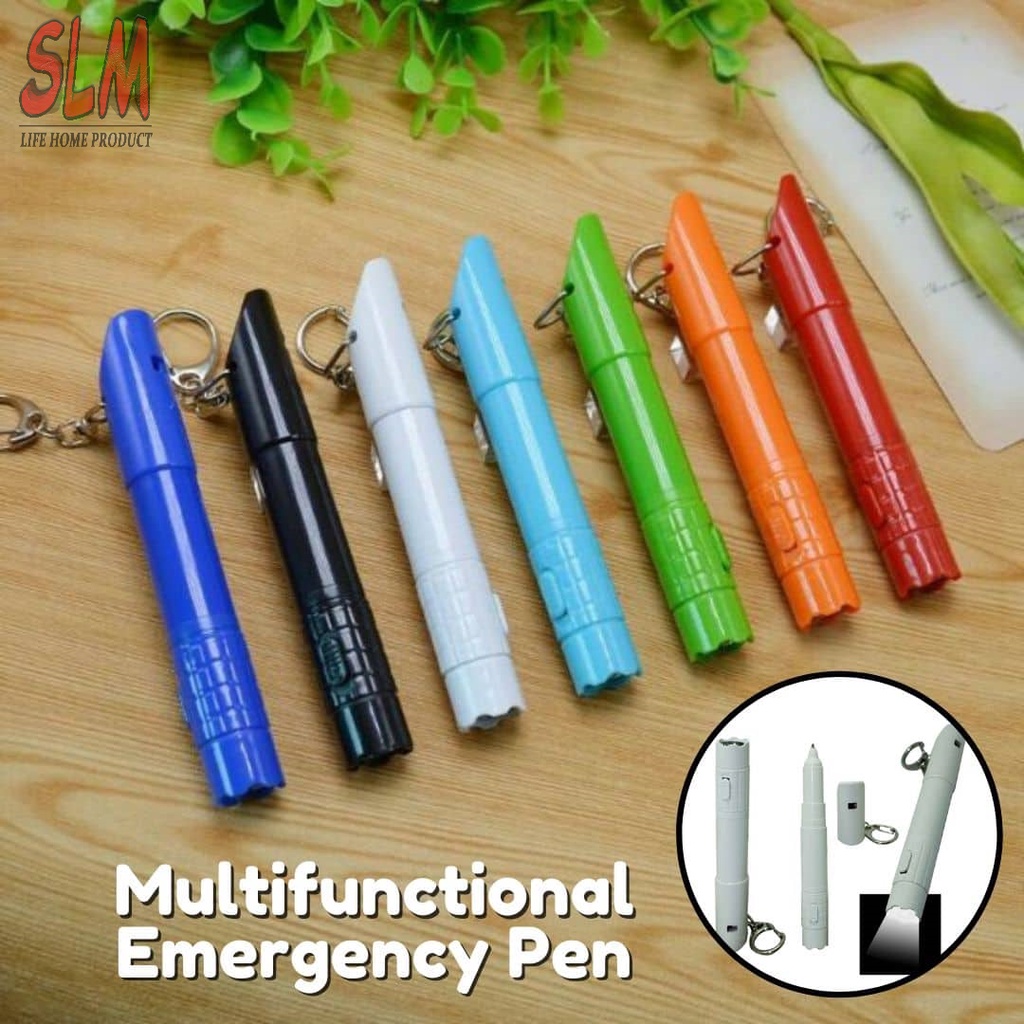 SLM 3in1 Emergency Ball pen with LED Flashlight & Whistle Key-chain ...
