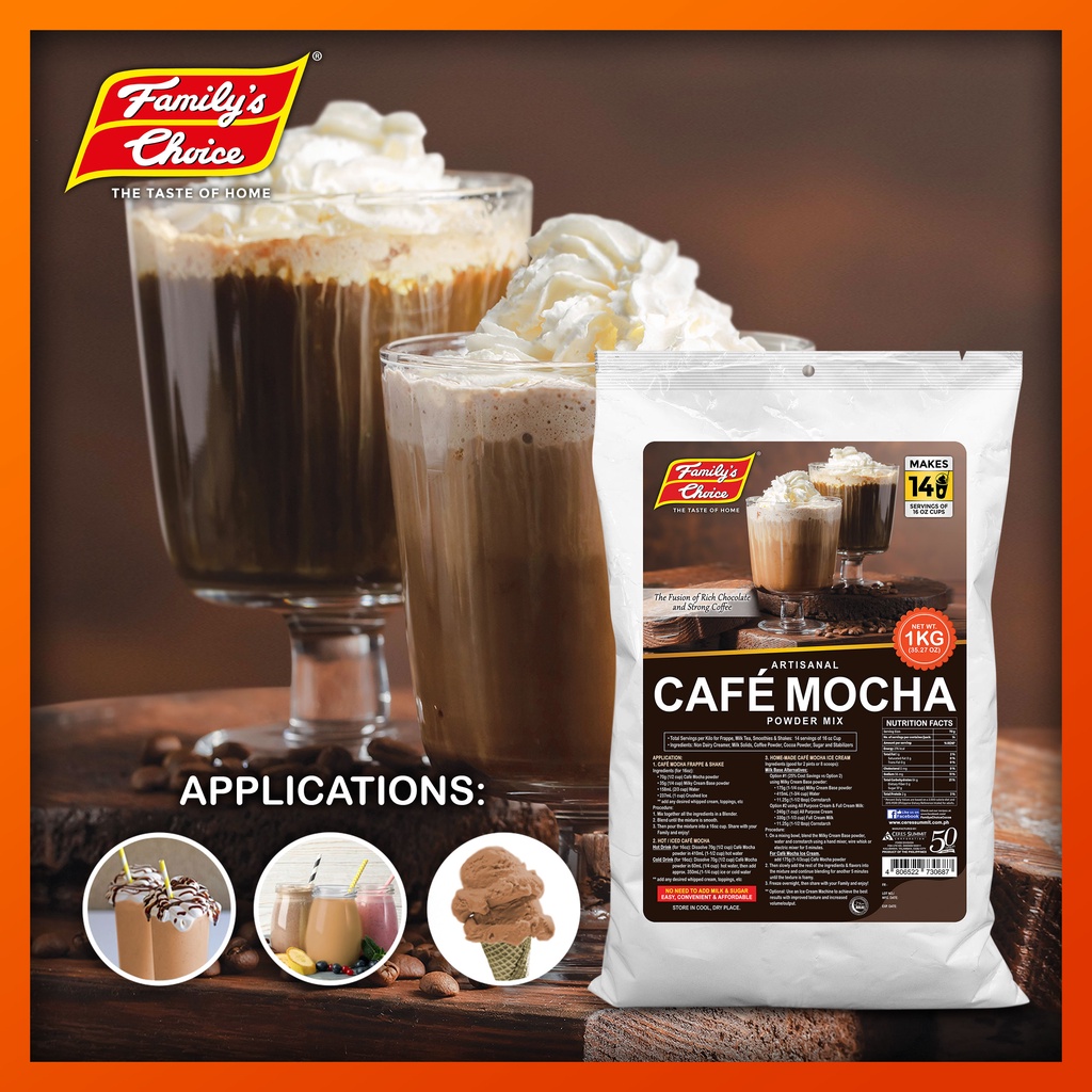 Family's Choice Artisanal Cafe Mocha Powder Mix 1Kg for Frappe, Milk ...