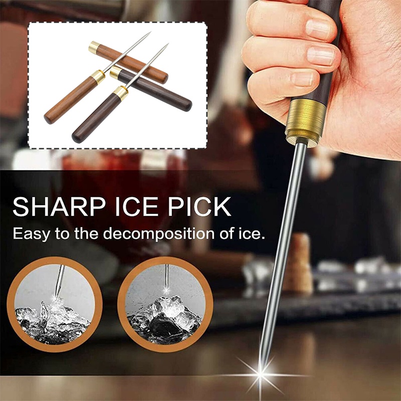 Ice Pick Stainless Steel Breaking Ice Tool with Wooden Handle and ...