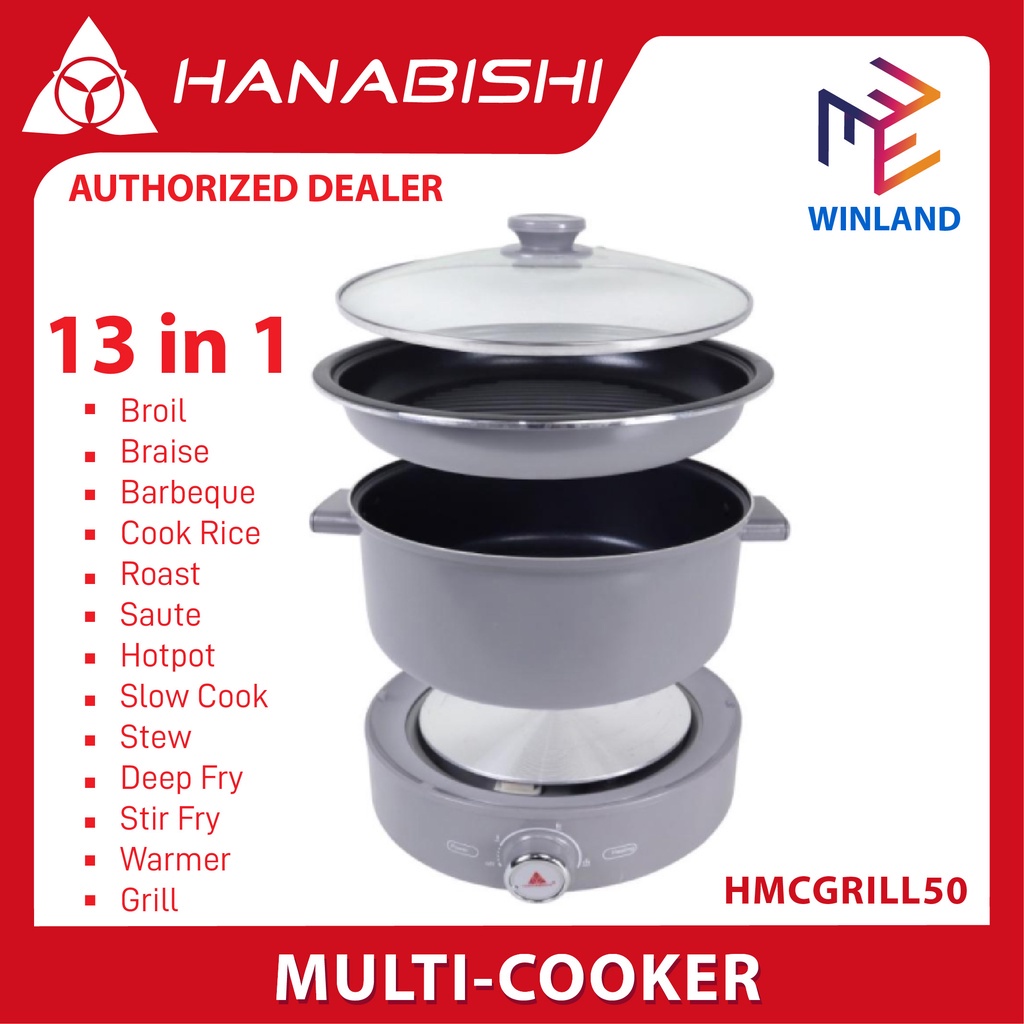 HANABISHI by Winland Multi Cooker Griller HMCGRILL50 12 in 1 function ...