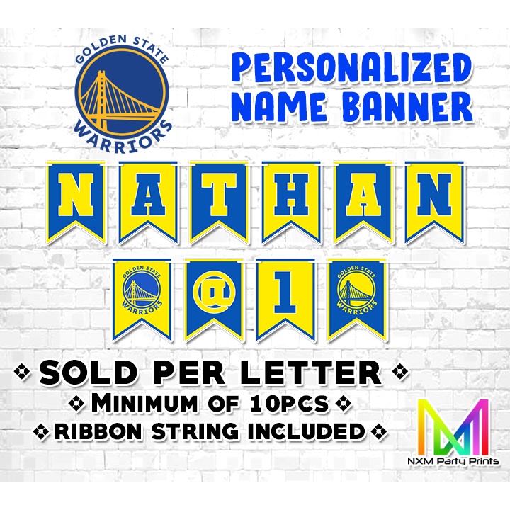 GOLDEN STATE WARRIORS GSW Name Banner Buntings Banderitas diy birthday ...