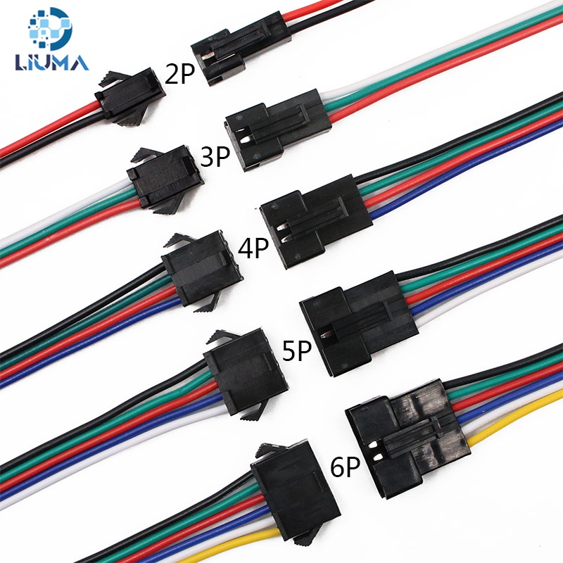 10 pairs 10cm jst sm 2p 3p 4p 5p 6p male connector plug for female, wire connector led strips ...