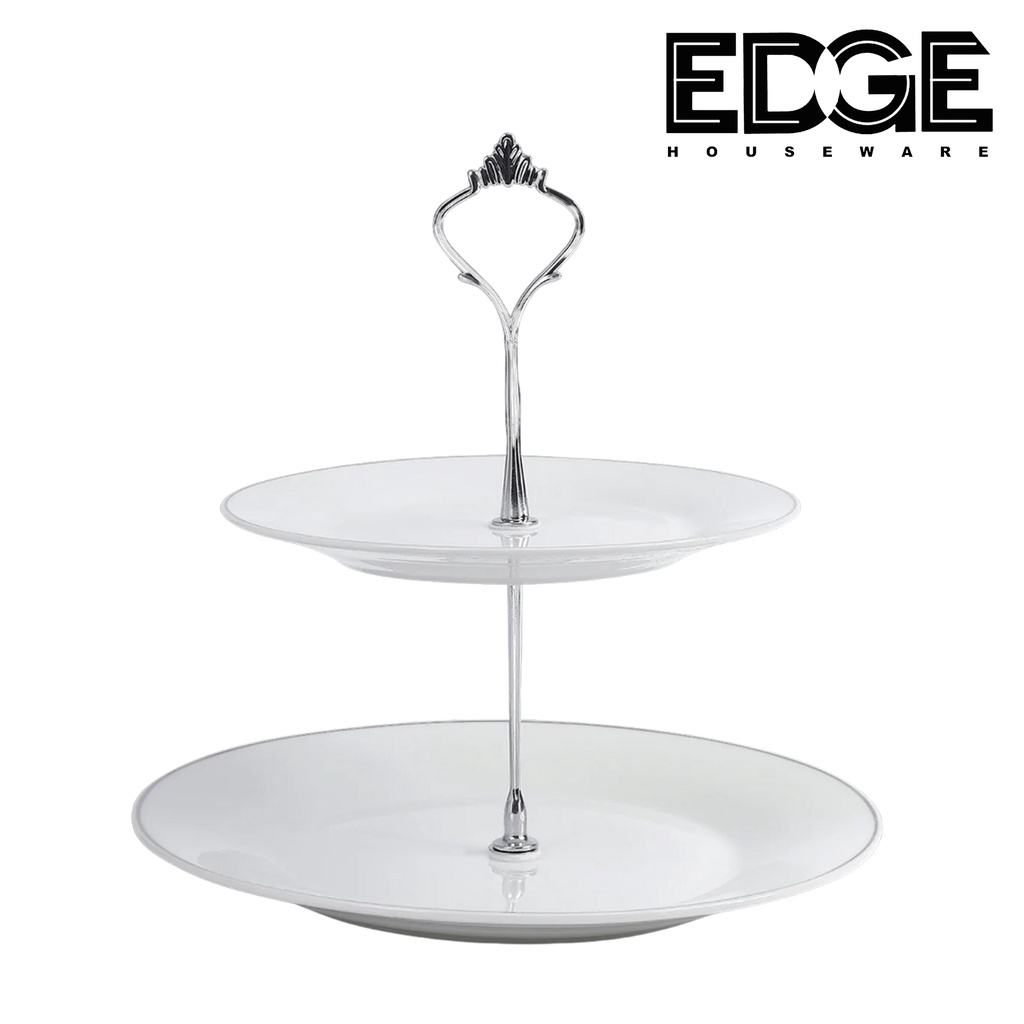 Edge Ceramic Cupcake Stand, 2 Tier Ceramic Dessert Display Tower Pastry ...
