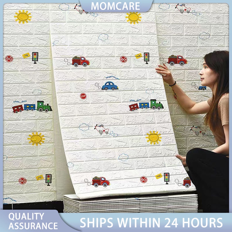 Cartoon Wall Stickers PE Foam 3D WallPaper Brick Safety Waterproof Self ...