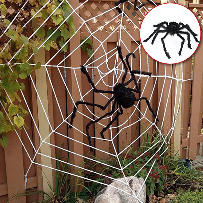 Spider Web Stretchable CobWeb Webbing Decorations with Spider for ...