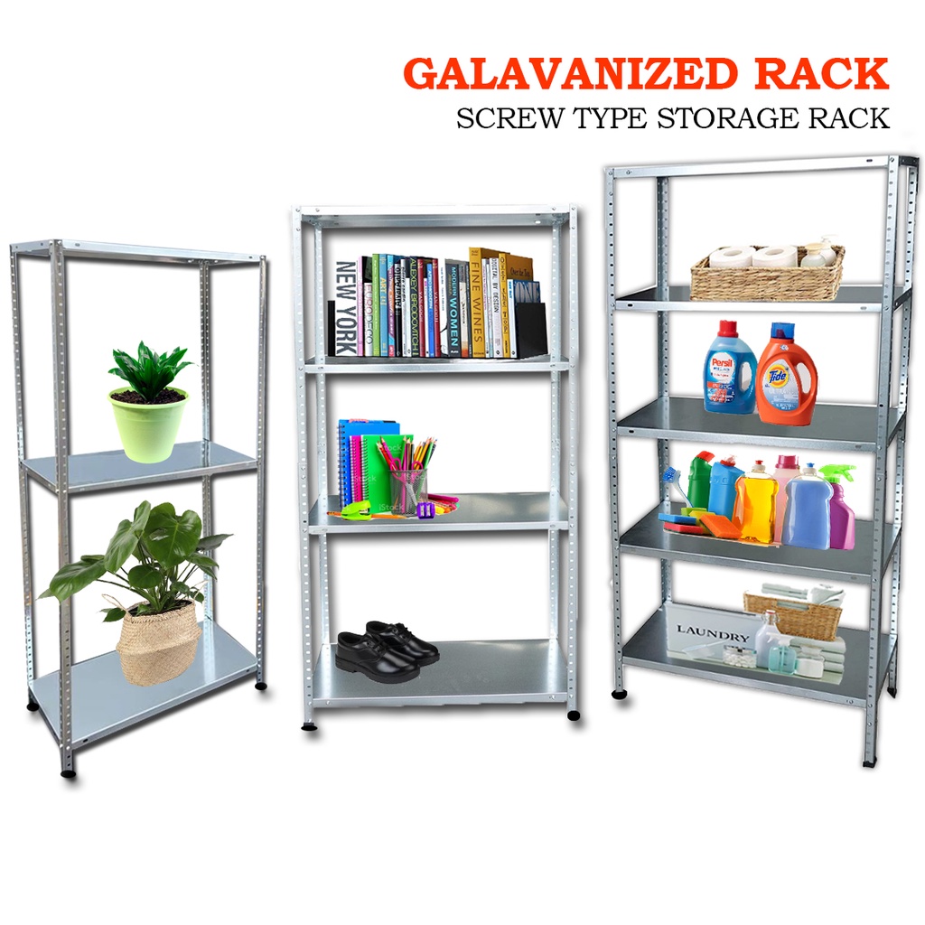 Galvanized Shelves 4 Layers and 5 Layers Adjustable Storage Rack (light ...