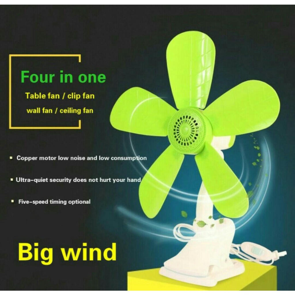 WG 17cm Large 5-Blades Portable Clip Fan Electric Powerful Wind Low ...
