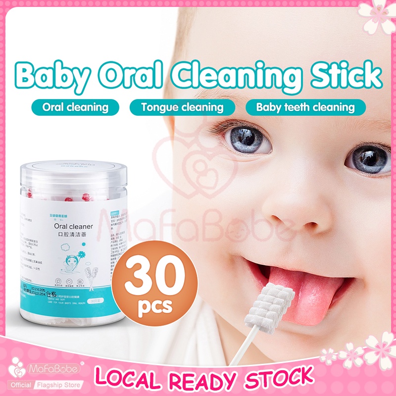 30pcs Infant Oral Cleaner Baby Soft Cotton Swab Mouth Tongue Cleaner ...
