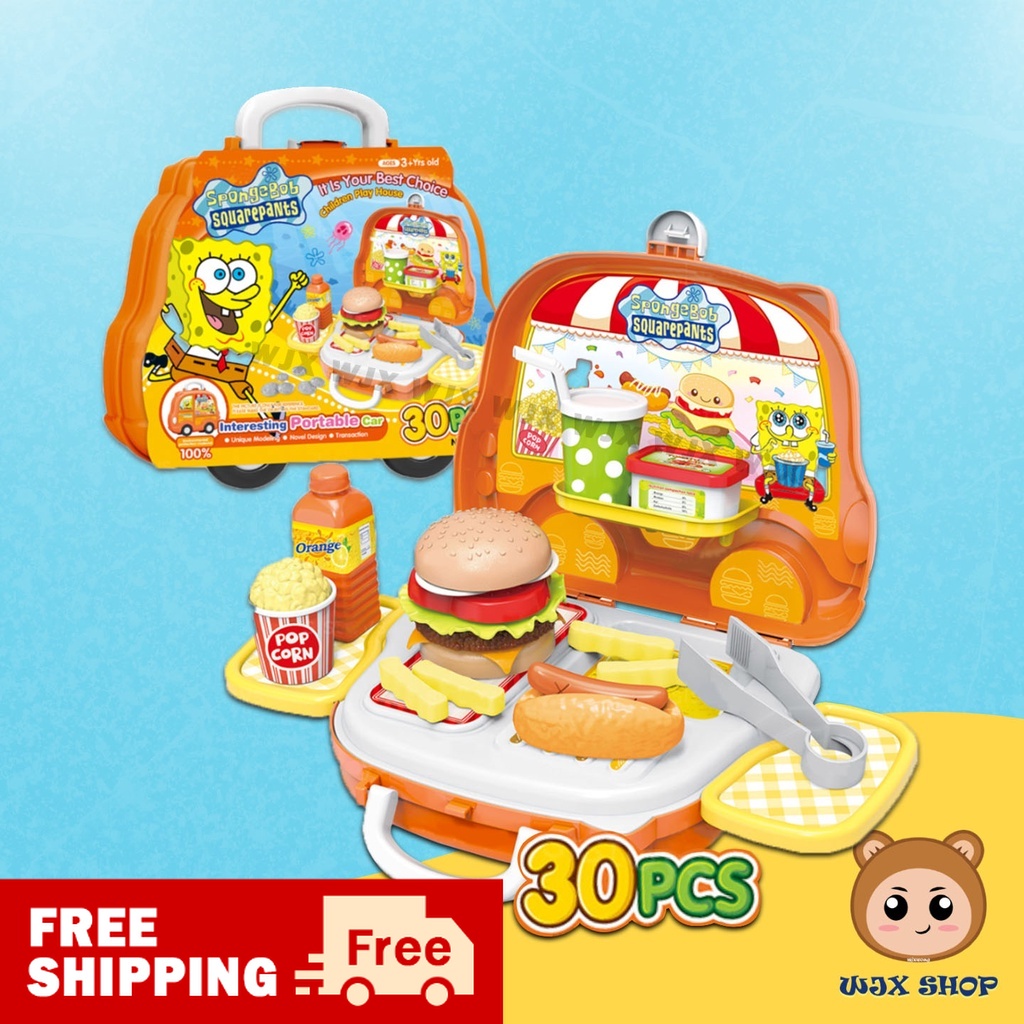 Children Cartoon Spongbob Kitchen Cooking Fast Food Burger Hotdog Fries ...