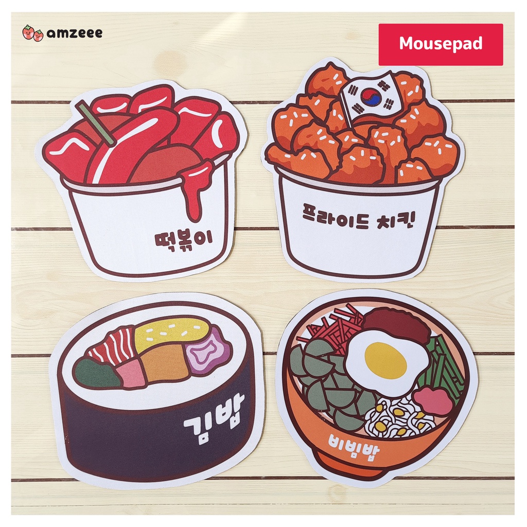 Korean Mousepad - Kawaii Tteokbokki Bibimpab Gimbap Cute Kpop Mouse Pad ...