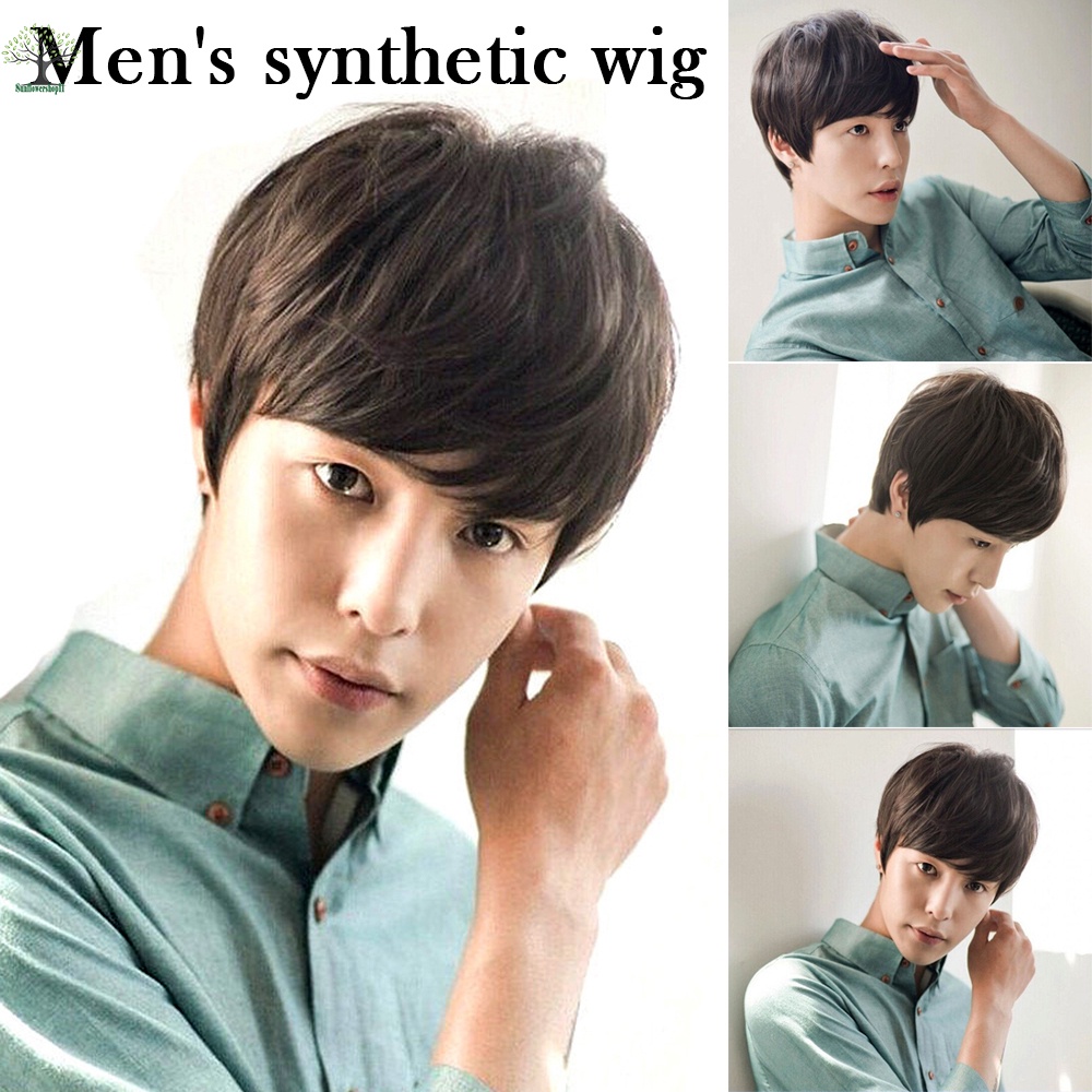 Synthetic Hair Wigs Short Black Cute Boy Cosplay Wig Natural Faux Hair ...
