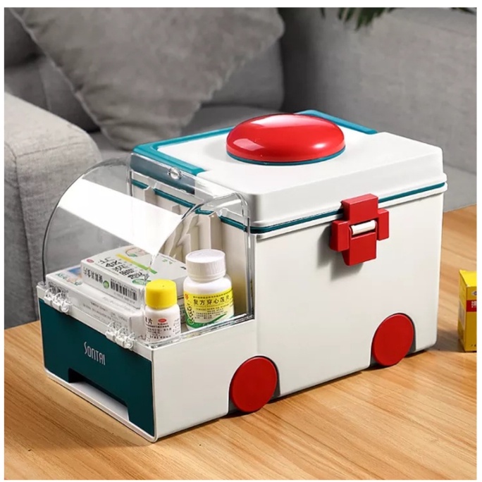 Medicine Box First Aid Storage Box 2 Layers Large Capacity Medical Box ...