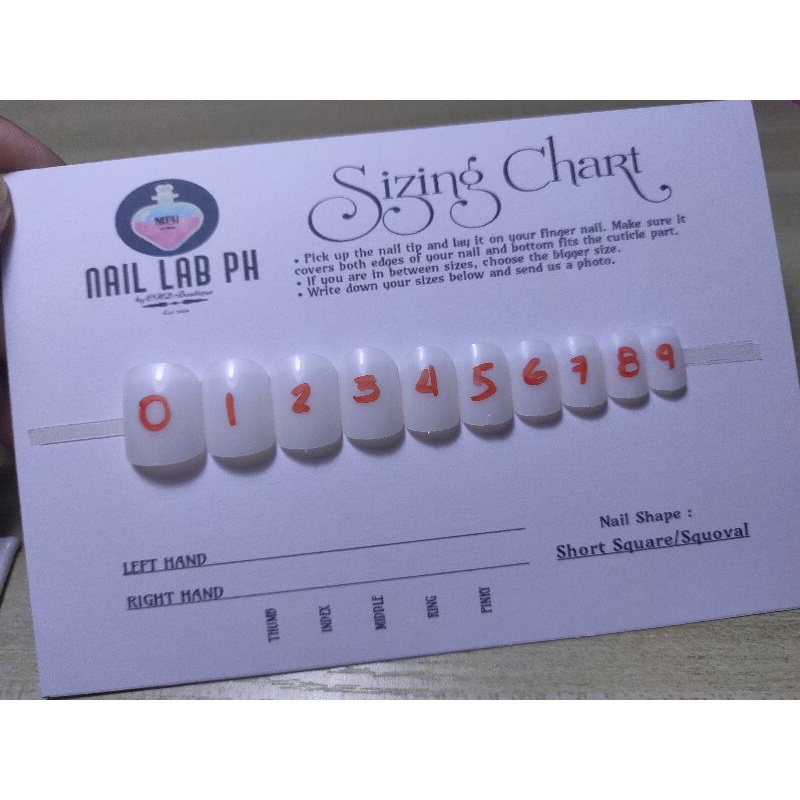 SIZING CHART fake nails faux nails customize press on glue on nails ...