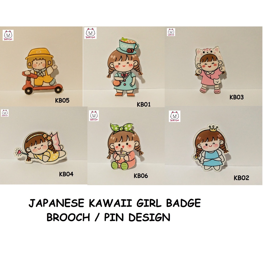 JAPANESE KAWAII GIRL ACRYLIC BADGE / BROOCH / PIN | Shopee Philippines