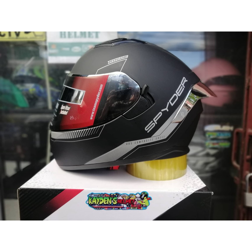 SPYDER ROUGE MATT BLACK DUAL VISOR HELMET WITH FREE LENS AND TUBEMASK ...