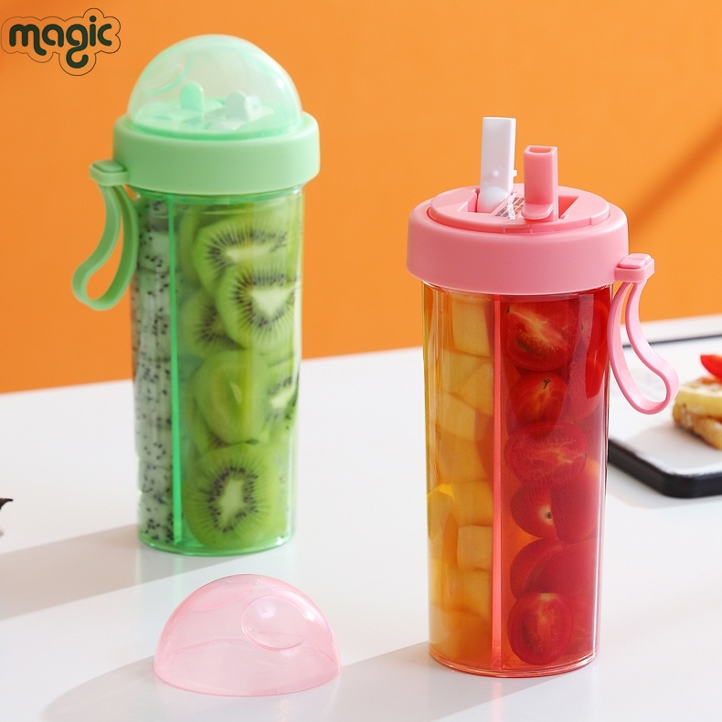 Portable Juice Cup Double Drinking Water Bottle With Straw | Shopee ...