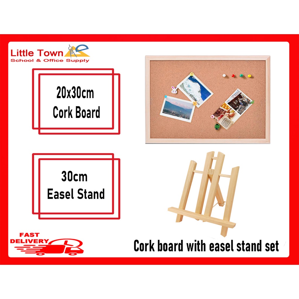 Tabletop easel stand and cork board set (30cm / 20x30cm) | Shopee ...