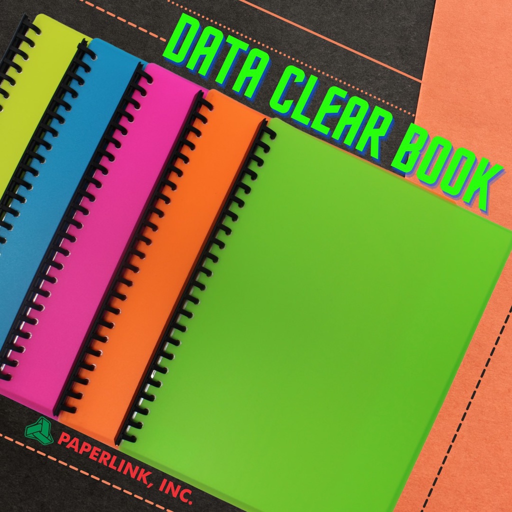 DATA Clear Book LEGAL SIZE Refillable 20 pockets NEON COLORS (SOLD PER ...