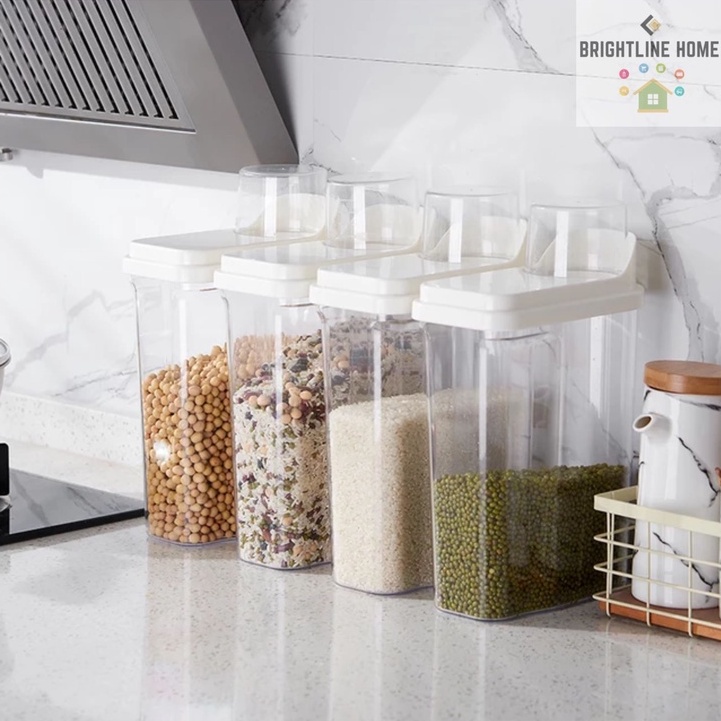Transparent Cereal Dry Food Storage Dispenser Multipurpose Plastic Jar ...