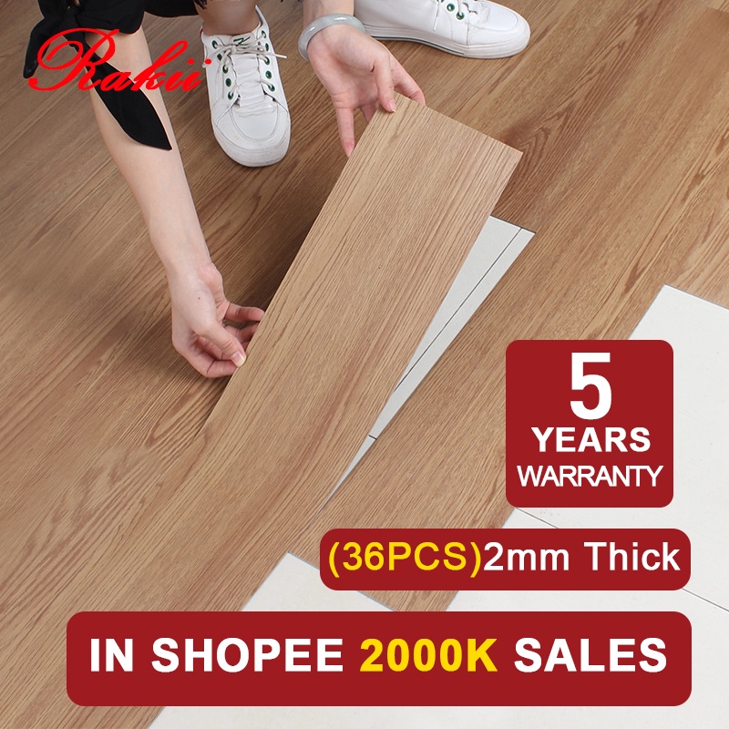 Floor Stickers 36pcs 2mm thick Wooden Design 91X15 cm Vinyl Adhesive ...