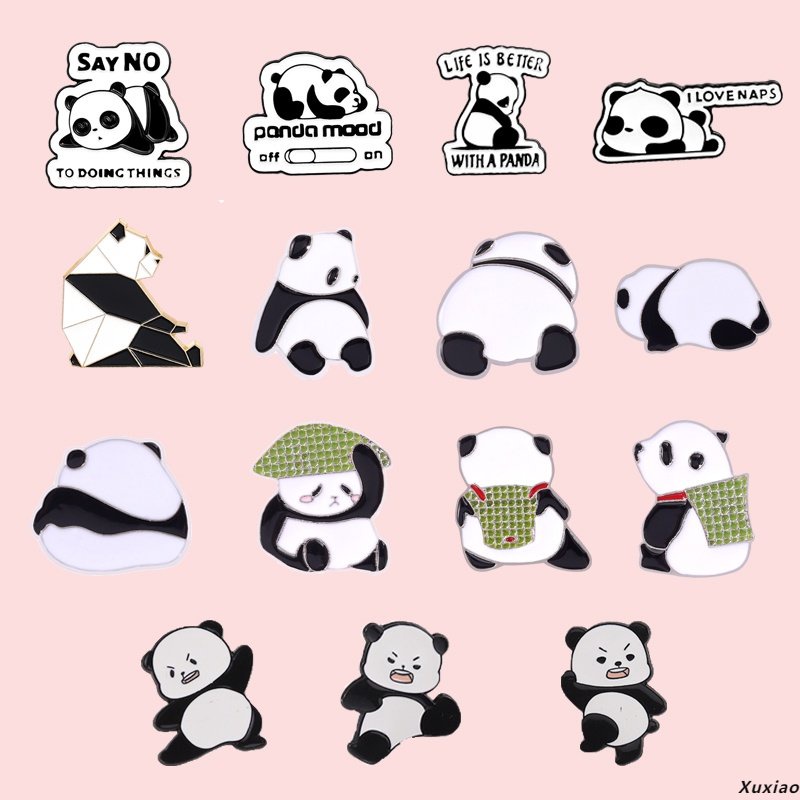 Cute Animal Panda Enamel Pin Kung Fu Panda Bamboo Enamel Brooch ...