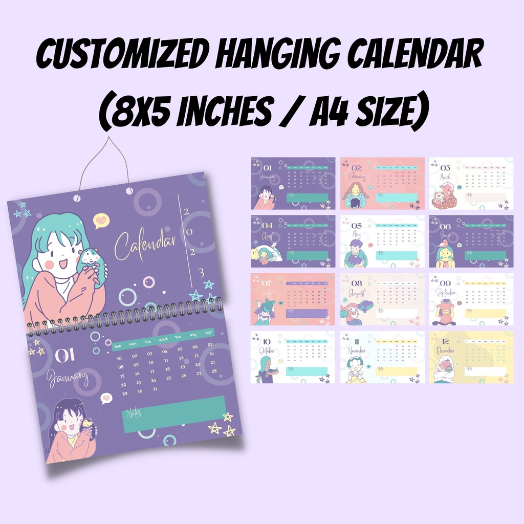 Customized Hanging Calendar (8x5 inches | A4 Size) Gift Idea | David ...