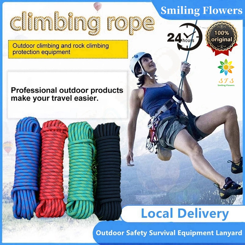 Climb Rope 12mm DOUBLE HOOK Camping Tool outdoor Camping Climb Paracord ...