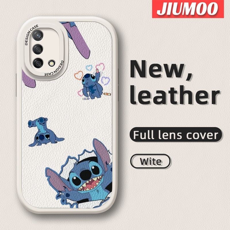 For OPPO A74 4G A95 4G F19 F19s Case Cartoon Cute Spoof Stitch Leather ...