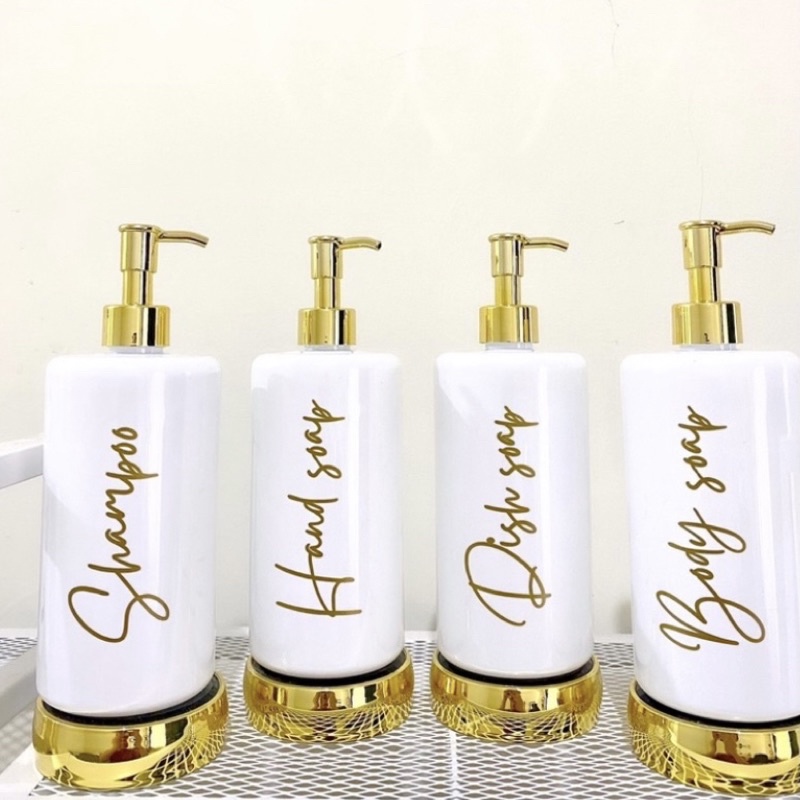 Premium 500ML PUMP REFILL BOTTLE+STICKER LABEL Waterproof AESTHETIC ...