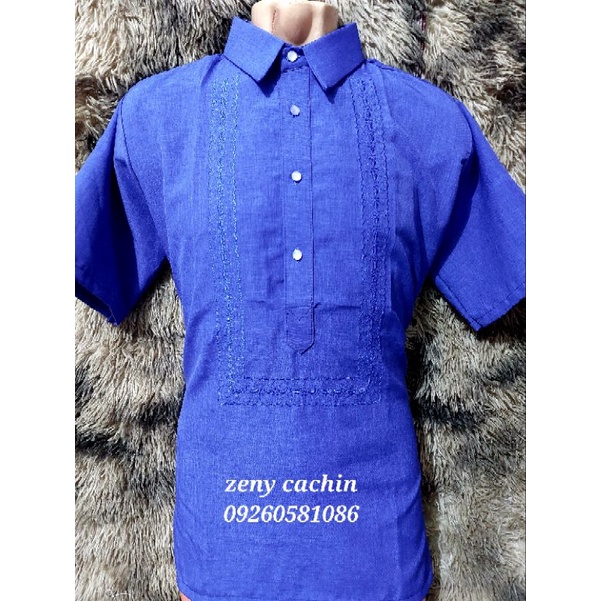 Polo Barong Short Sleeve (Royal Blue) | Shopee Philippines