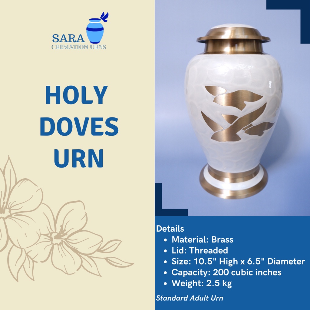 [saraurnsph] Holy Doves Brass Urn Cremation Urn Jar White Metal Urn Urn ...