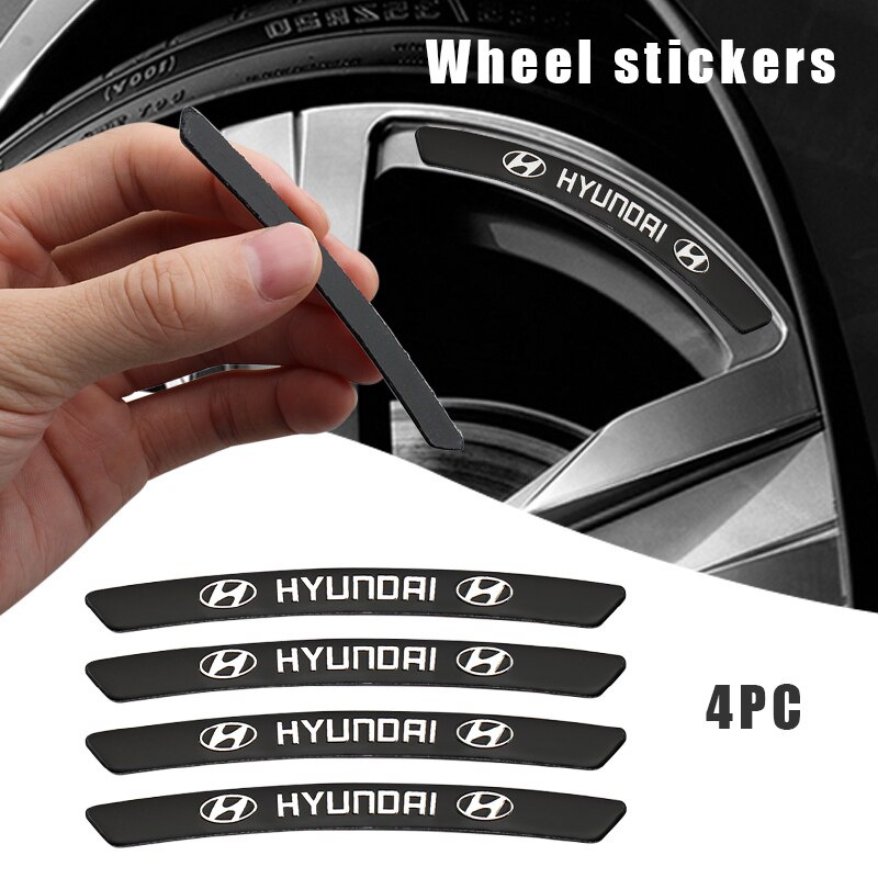 4pcs Aluminum Car Wheel Hub Racing Tire Rims Decal for Hyundai i10 Kona ...