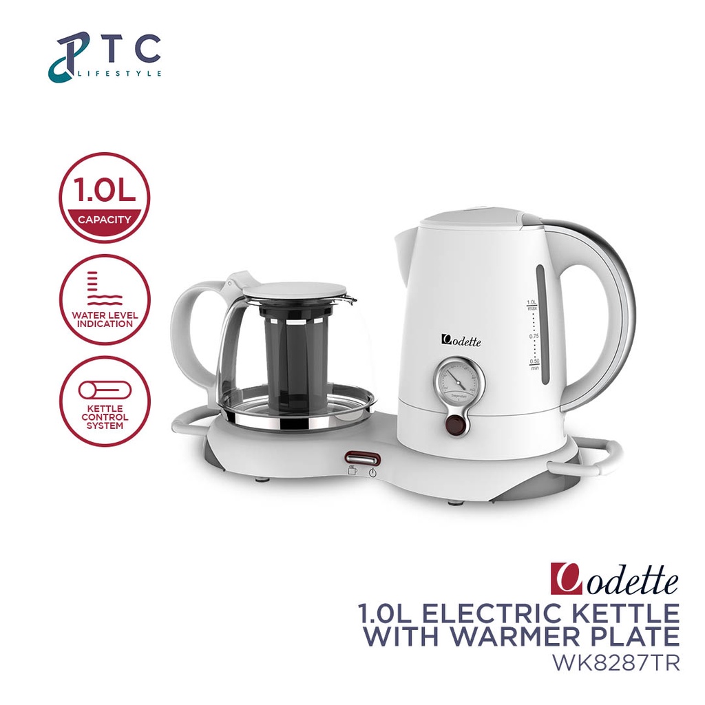 Odette Electric Kettle 1.0L With Warmer Plate Wk8287Tr | Shopee Philippines