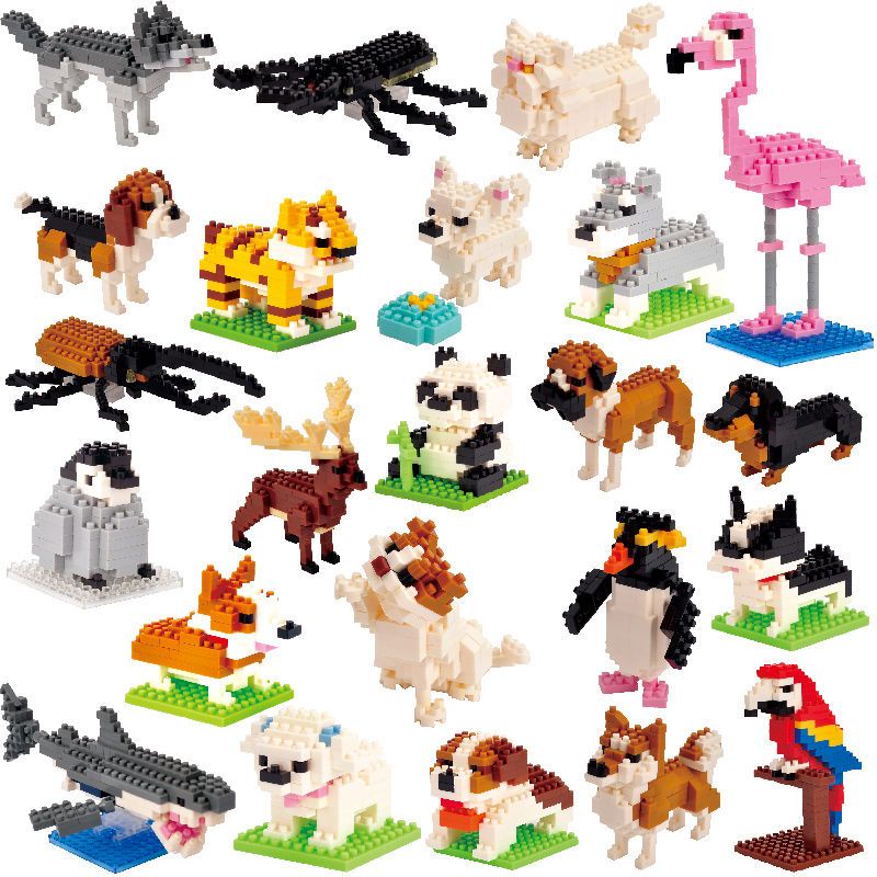 Nano Blocks Animal Collection Pet Cat Dog Building Blocks Panda ...