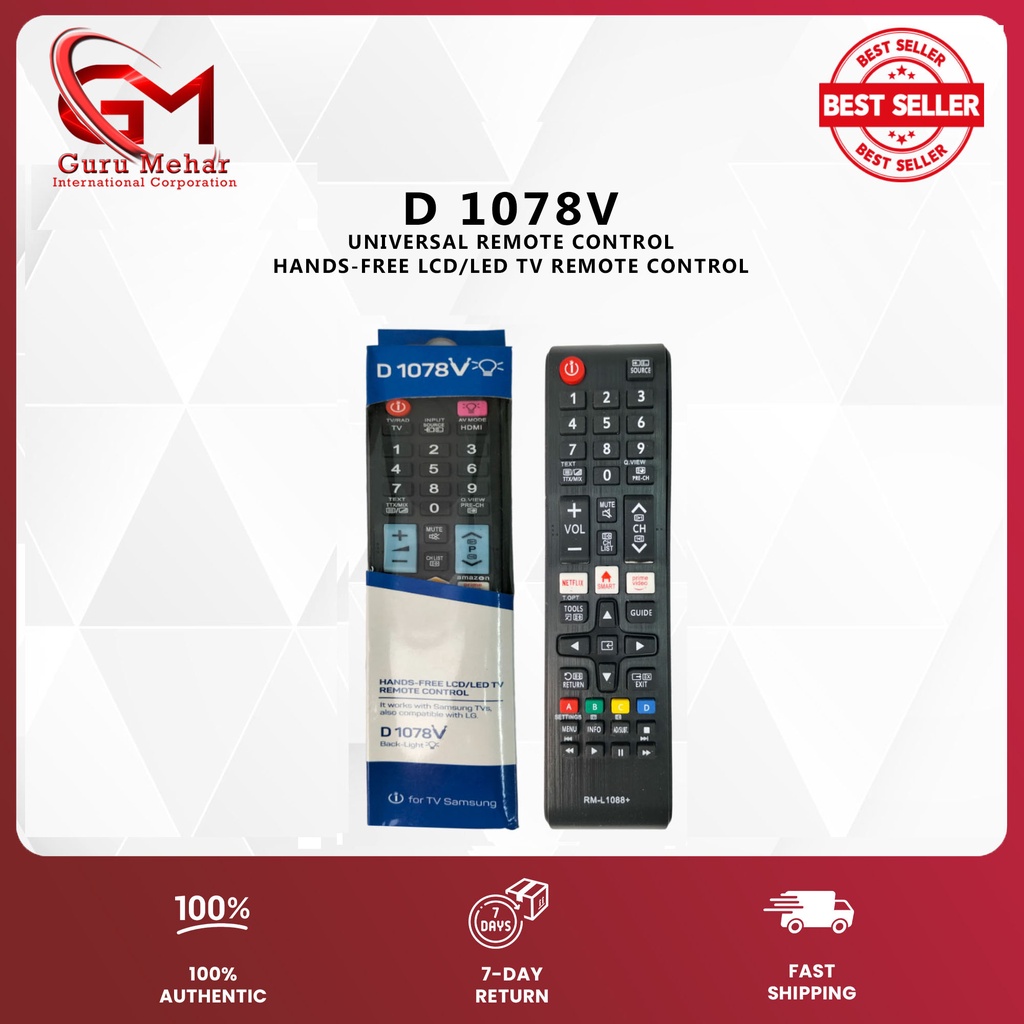 UNIVERSAL REMOTE CONTROL (D1078V)-Free Lcd/Led TV Remote Control | Shopee Philippines